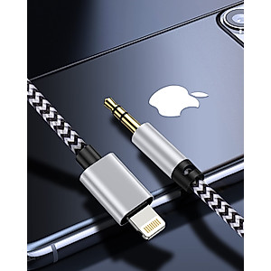 iPhone Aux Cord, [2pack/3ft] Lightning to 3.5mm Audio Auxiliary Cable for iPhone 14 13 12 11 Pro Max Xs Xr 8 7 Plus, iPad Mini, Male to Male Braided Apple Ox Wire for Car Stereo, Speaker, Headphone