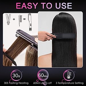 Portable Hair Straightener Brush,Straightening Brush Comb w/Heat Protectant Spray for Hair & Rosemary Strengthening Oil for Dry Damaged Hair,Hot Comb Hair Straightener Christmas Gifts for Women Her