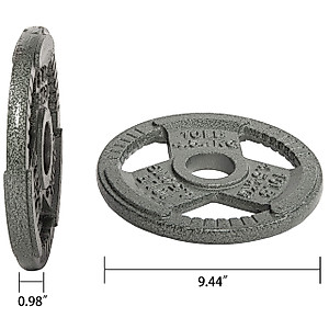 Signature Fitness Cast Iron Plate Weight Plate for Strength Training and Weightlifting, 2-Inch Center, 10LB (Single)