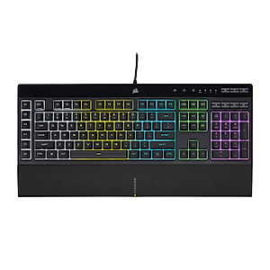 CORSAIR K55 RGB PRO-Dynamic RGB Backlighting - Six Macro Keys with Elgato Stream Deck Software Integration-IP42 Dust and Spill Resistant-Detachable Palm Rest-Dedicated Media and Volume Keys, Black