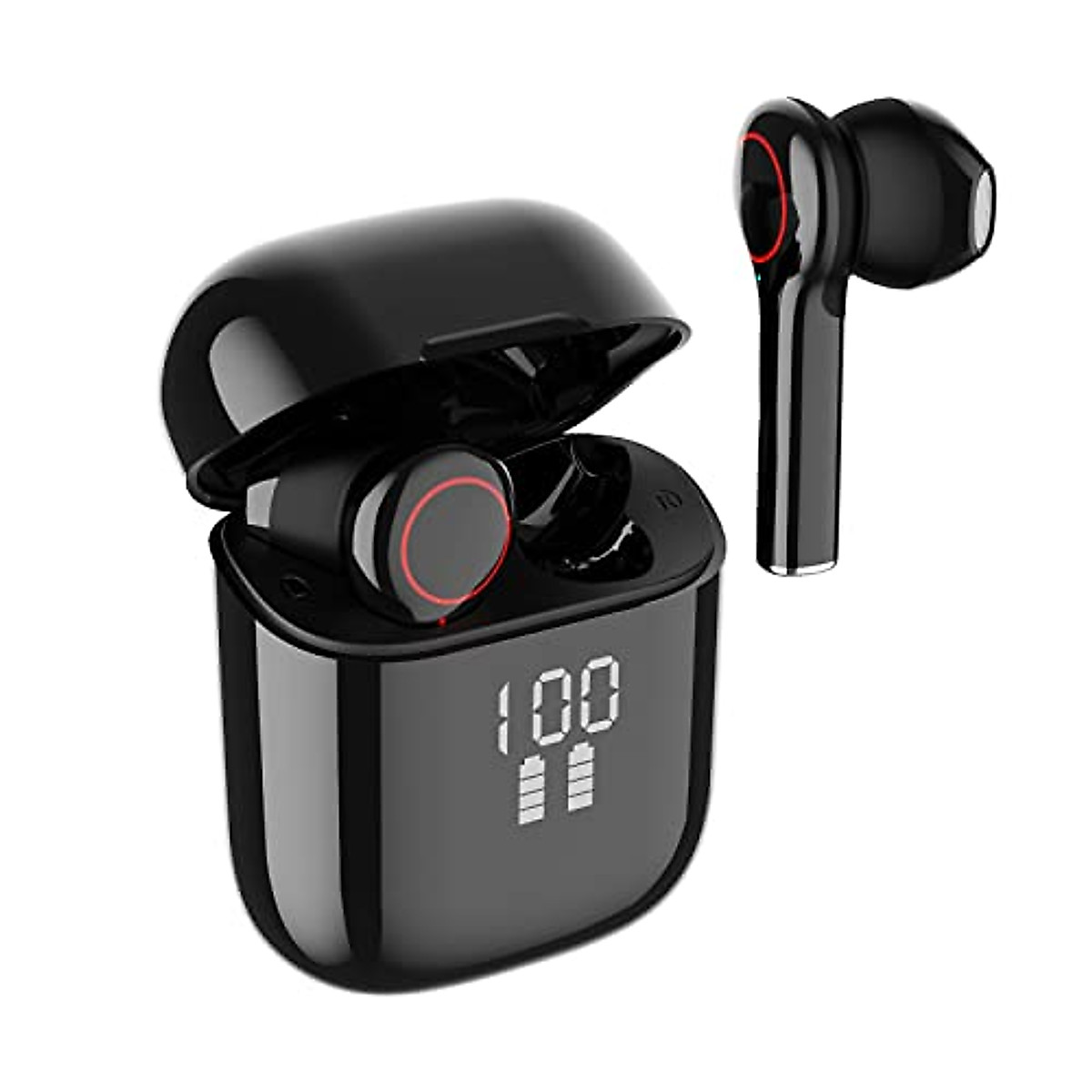 Hopishy L31 pro True Wireless Bluetooth V5.0 Headset with Smart Digital Screen Binaural Charging Bay in-Ear Headset High-Definition Call Earphone Suitable for Smart Phones, Sports, Running, Outdoor