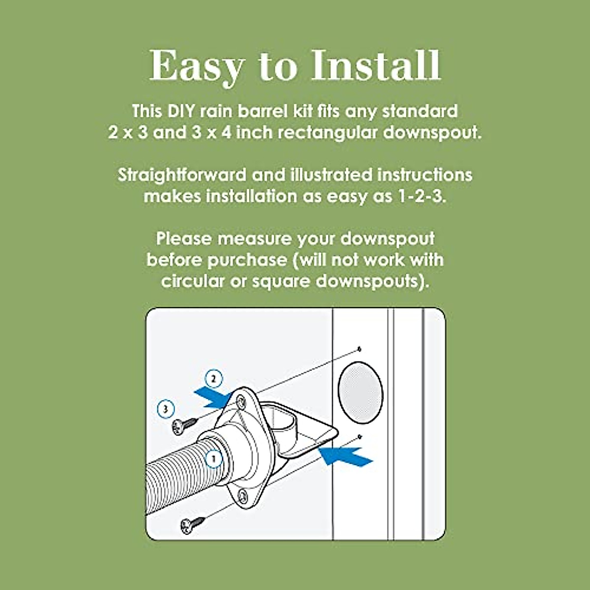 EarthMinded FlexiFit Universal Diverter System - Works with Standard Rectangular Downspouts - Easily Connects Your Existing Rain Barrel to a Downspout Diverter System