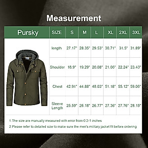 Pursky Men's Spring Fall Casual Windbreaker Army Jacket Cargo Cotton Hooded Military Bomber Coat L Army Green
