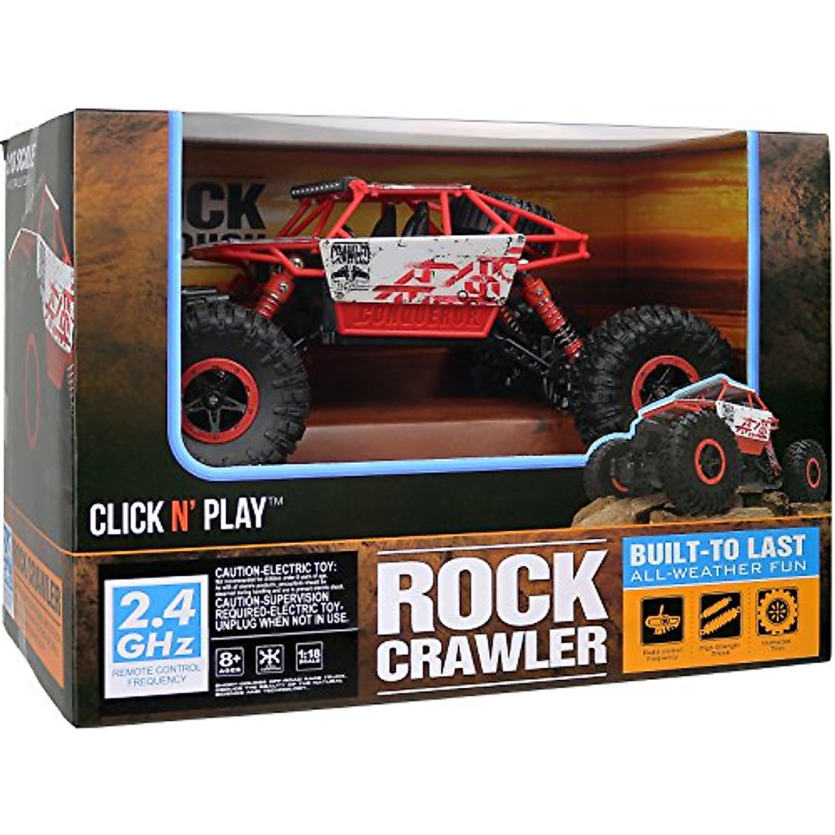 Click N' Play Remote Control Car 4WD Off Road Rock Crawler Vehicle 2.4 GHz, Red