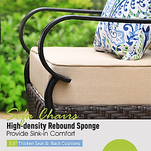 Sophia & William Extra Large Outdoor Patio Motion Sofa Chairs Set 2 PCS Heavy-Duty Metal Porch Furniture with High Back & Deep Seating Area, 5.5" Thicken Cushions for Deck, Lawn, Outside (Beige)