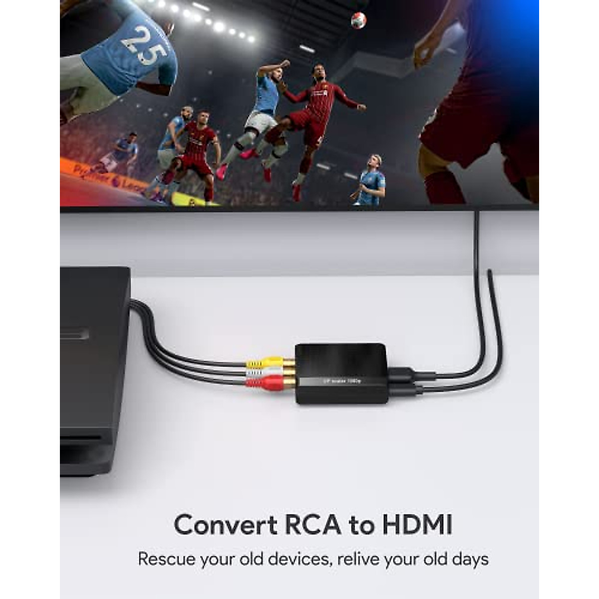 RCA to HDMI Converter, Wenter 1080P AV to HDMI Converter, Mini Composite CVBS Audio Video Adapter for VCR/VHS/Xbox/PS3/N64/Wii/Blue-Ray DVD Players, With RCA male cable /HDMI cable