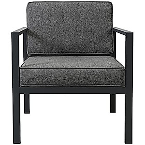 BIADNBZ 5-Piece Outdoor Patio Furniture Set for 4,UV-Resistant Aluminum Alloy Conversation Sofa Chairs with Coffee Table and Stools for Poolside, Garden, Black Frame+Gray Cushion