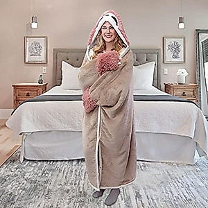glueckind Sloth Wearable Hooded Blanket for Adults – Fuzzy Super Soft Warm Cozy Plush Flannel Fleece & Hoodie Throw Cloak Wrap - Gifts for Women Adults Girls and Kids