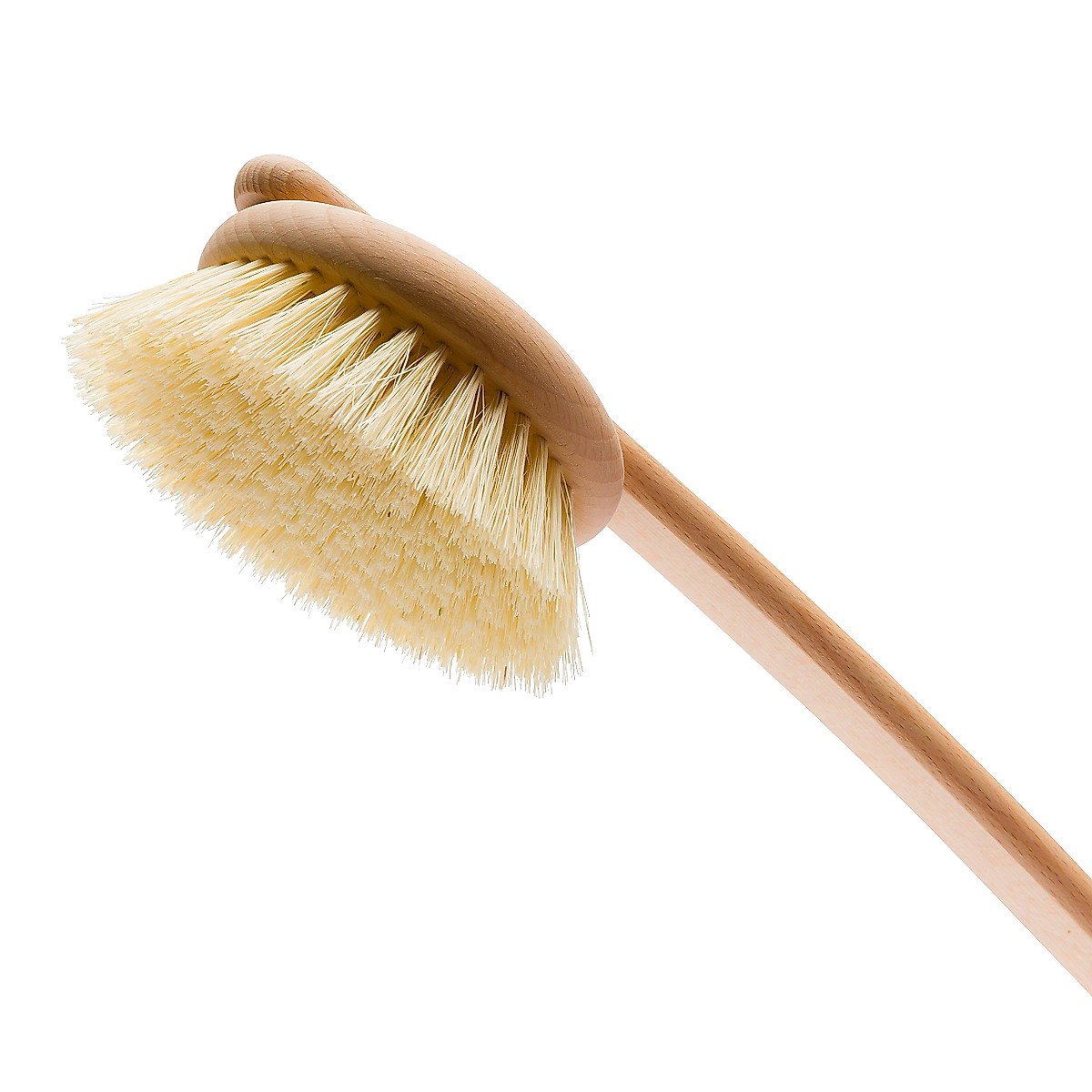 Redecker 100% Made in Germany Round Tampico Fiber Bath Brush with Extra-Long Oiled Beechwood Handle, 18-1/2-Inches
