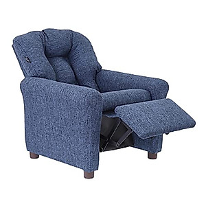 THE CREW FURNITURE Traditional Kids Recliner Chair, Toddler Ages 1-5 Years, Polyester Linen, Sapphire