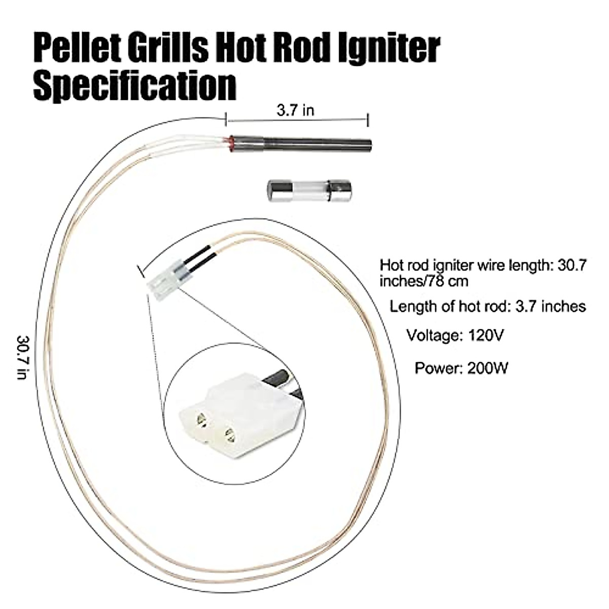 lesolar Fire Burn Pot and Hot Rod Igniter Kit, Fire Burn Pot Replacement Parts for Pellet Grill with Screws and Fuse, Compatible with Traeger & Pit Boss Wood Pellet Grill Smoker