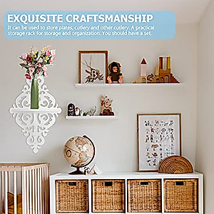 Cabilock Wooden Wall Shelf 2pcs Wooden Wall Display Shelf Flower Pot Holder Wall Mounted Entryway Farmhouse Floating Display Shelves Wooden Storage Rack for Kitchen Bathroom Wall Kitchen Rack