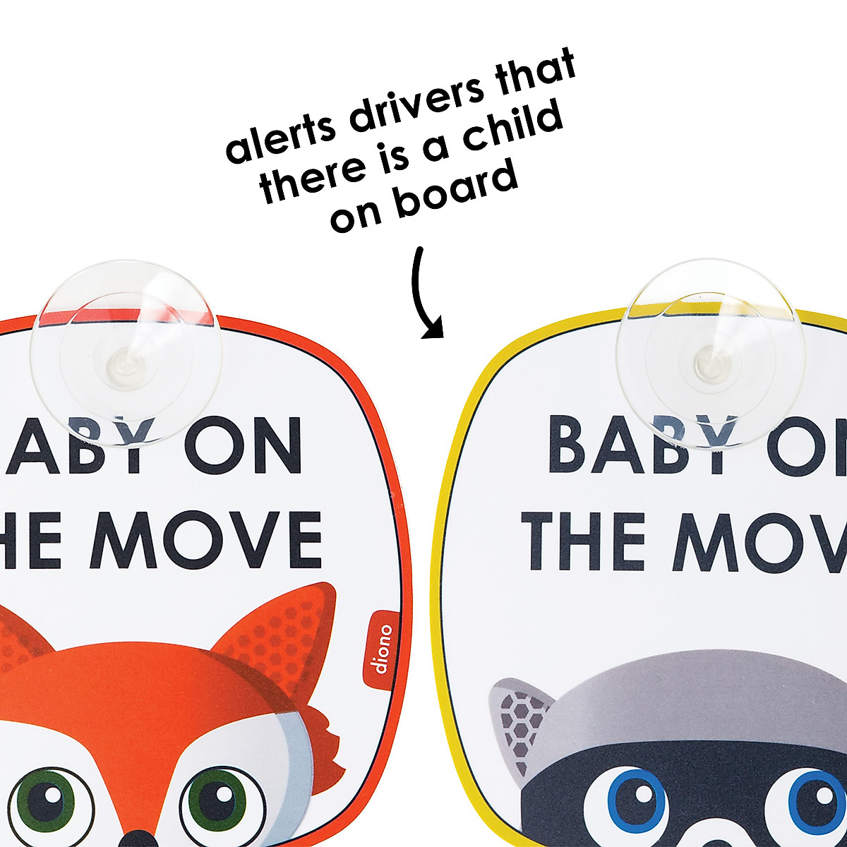 Diono Baby On The Move 2 Pack of Baby On Board Car Window Stickers with Suction Cups