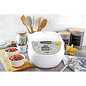 Tiger JBV-S18U 10-Cup Microcomputer Controlled 4-in-1 Rice Cooker (White)