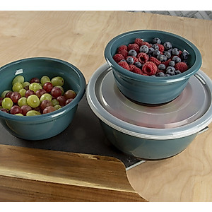 Wisconic 12-Piece Bowl Set - Plastic, Durable Kitchenware, Dishwasher Safe - Made in the USA - Prussian Blue & Light Teal
