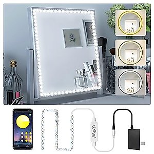 Daymeet Led Vanity Mirror Lights, 13ft Led Lights for Mirror, Dimmable Color & Multi-Color Brightness Lighting Fixture Strip Lights for Mirror, Bluetooth APP Control for Makeup Vanity Table Bathroom