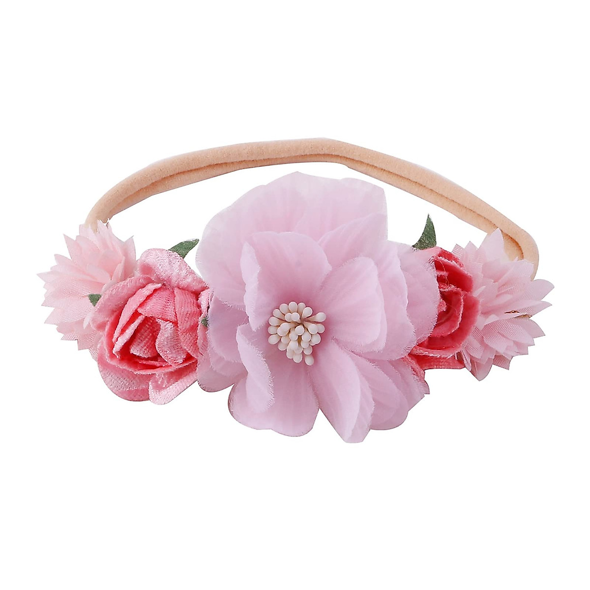 NUWAJP Baby Girls Headbands Flower Headband 6 Pcs Nylon Elastic Headbands Newborn Hair Bows Hair Accessories Gifts for Infant Toddlers Kids