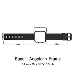 Simpeak Sport Band Compatible with Fitbit Blaze Smartwatch Sport Fitness, Silicone Wrist Band with Meatl Frame Replacement for Fitbit Blaze Men Women, Large, Black Band+Black Frame