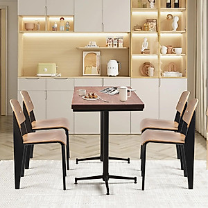 GWAREZ 47.2'' Length Rectangle Solid Wood Top Dining Table with Steady Tripod Base for Dining Room, Kitchen - Black