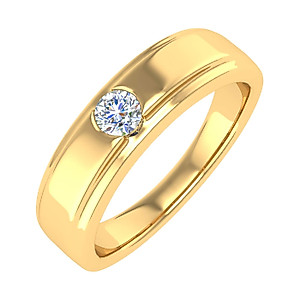 14K Yellow Gold Channel Set Diamond Solitaire Wedding Band Ring (0.18 Carat) (Ring Size 7)