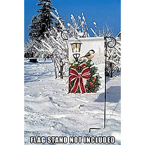 Toland Home Garden 12x18 Inch Double Sided Garden Flag Winter Flag, Snowy Wreath Christmas Winter Garden Flag House Flag For Outdoor Yard Decoration