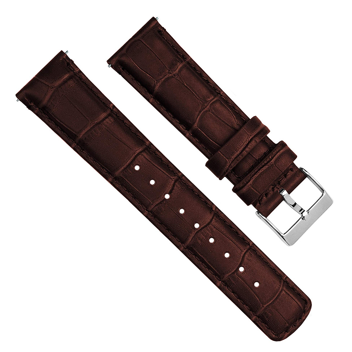 BARTON WATCH BANDS, 14mm Coffee Brown - Alligator Grain - Quick Release Leather Watch Bands