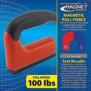 Master Magnetics Strong Magnet with Ergonomic Handle - 100 lb Pull Force, Red, 07501
