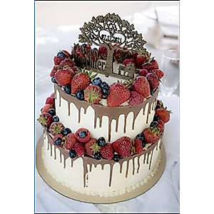 Anniversary Cake Topper- Personalized Rustic 50th cake topper, golden anniversary, 40th, 60th, 10th, 15th, 25th, Gold anniversary topper