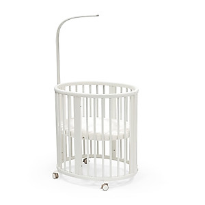 Stokke Sleepi Mini Bundle, White - Includes Crib/Bed, Mattress & Drape Rod - Suitable for Ages 0-5 Years Old - Adjustable & Stylish