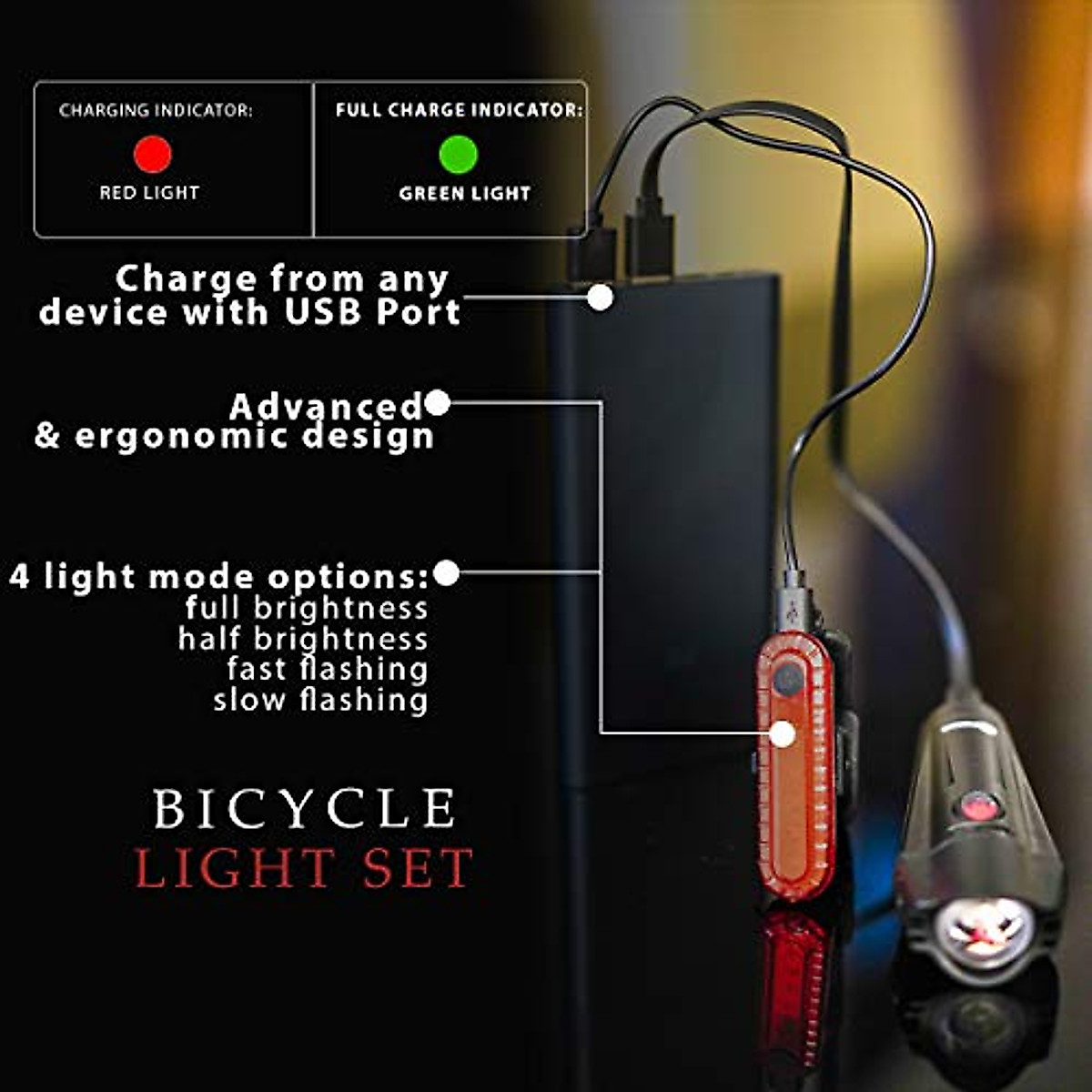 Apremont 450 Lumen Bike Lights Front and Back Set - Bicycle Accessories for Night Riding - USB Rechargeable Bike Light Set, Waterproof, LED Safety Flashlight Cycling Accessories - Adult Kid MTB Helmet