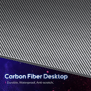 MOTPK L Shaped Gaming Desk with Carbon Fiber Surface, Corner Computer Desk L Shape with Monitor Shelf, Gamer Desk Gaming Table with Cup Holder & Headphone Hook, Black, 51 Inch