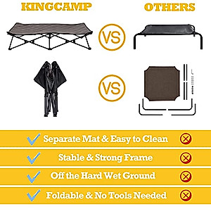 KingCamp Elevated Dog Bed with Separate Washable Sleeping Mat Raised Dog Bed Large Dog Cot Outdoor Dog Bed Pet Folding Dog Cot Stable Durable Frame Breathable Mesh Camping Indoor+Carrying Bag