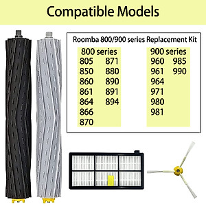 Replacement Parts for iRobot Roomba 800 900 Series 805 860 870 871 880 890 960 980 985 Vacuum Cleaner Accessories,10 HEPA filters, 10 side brushes, 3 roller brushes