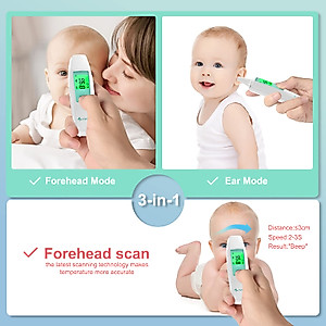 Forehead Thermometer,Ear Thermometer for Adults and Kids, 3-in-1 Forehead & Ear & Scan, Medical Digital Thermometer with Fever Alarm, Instant Accurate Readings