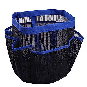 HDE Shower Caddy Mesh Bag College Dorm Bathroom Carry Tote Hanging Organizer (Blue)
