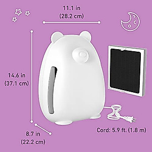 Pure Enrichment® PureBaby® Kids Bear Air True HEPA Air Purifier - Energy Star Rated, 4 Stage Air Filtration, UV-C Light, and Night Light for Medium-Large Rooms - Baby Nurseries, Kid Bedrooms (White)