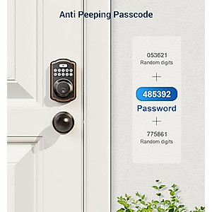 Veise Keyless Entry Door Lock with 2 Door Knobs - Keypad Door Lock with Handle, Front Door Lock Set, Electronic Keypad Deadbolt Smart Lock, Auto Lock, Easy Installation, Oil-Rubbed Bronze