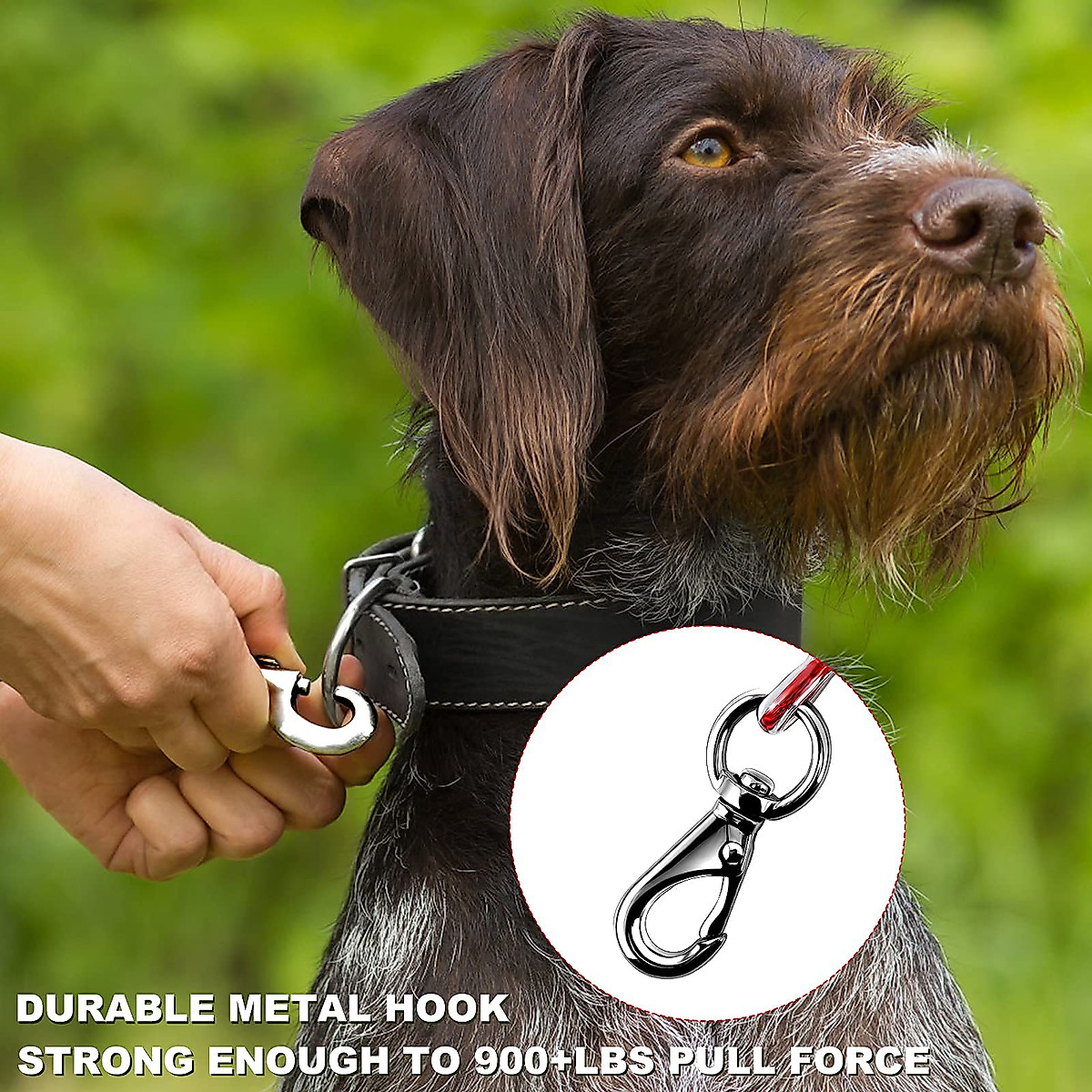 voopet Chew-Proof Dog Leash Extension Works with Any Leash & Collar & Harness - Super Strong and Durable Non-Tangle Connect Leash (Multiple leashes are Used for Multiple Dogs) Red