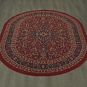 Ottomanson Ottohome Collection Non-Slip Rubberback Medallion Oriental Design 5x7 Indoor Oval Area Rug, 5' x 6'6" Oval, Red
