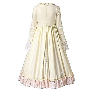 Women's Lolita Dress Gothic Punk Skirt Cute Punk Rock Dresses Sleeveless Dress Women 18th Century Renaissance Dress for Bridal Shower(Beige,Small)