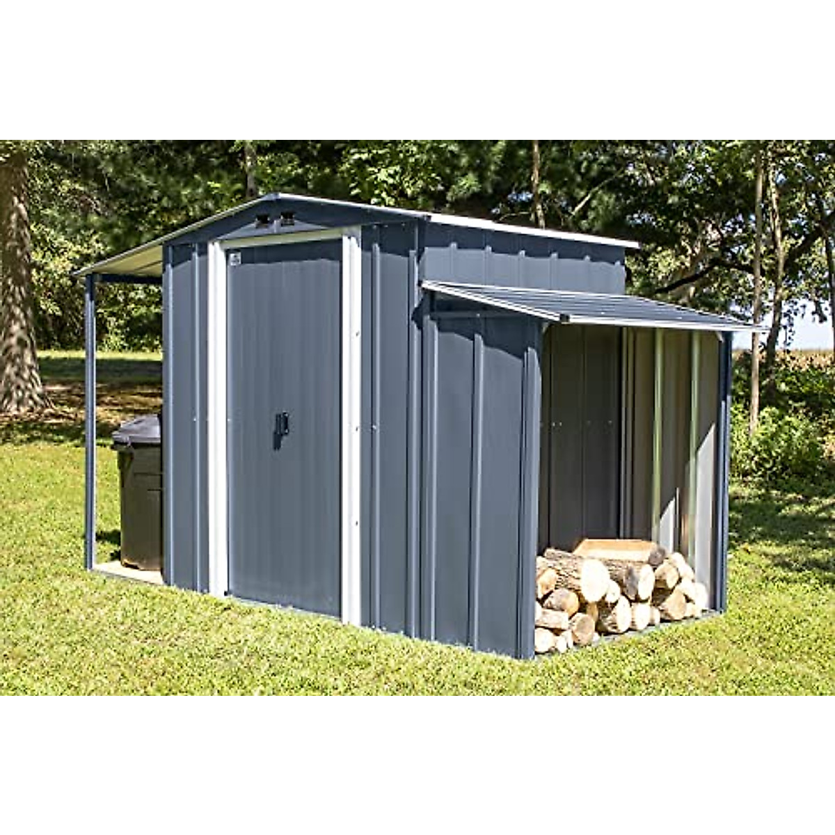 Arrow Sheds 10' x 5' Galvanized Steel 3-in-1 Pad-Lockable Outdoor Utility Storage Shed, Anthracite