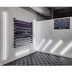 Generic 7 Roll Wall Mount Storage System Rack Kit for Car Vinyl & Tint - Large Sign & Banner Material Holder, Fabric Spool Convenient Craft Stand (With 68"" Poles, Blue Powder Coating), 21-1-07BL-68