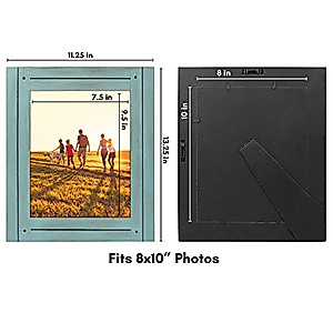 Americanflat 8x10 Picture Frame in Turquoise Blue - Rustic Picture Frame with Textured Engineered Wood, Shatter Resistant Glass, and Easel - Horizontal and Vertical Formats For Wall and Tabletop