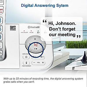 Vtech VS112-37 DECT 6.0 Bluetooth 3 Handset Cordless Phone for Home with Answering Machine, Call Blocking, Caller ID, Intercom and Connect to Cell (Silver & White)