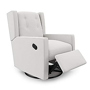 Baby Relax Mikayla Swivel Glider Chair, White, Water Stain Resistant Recliner