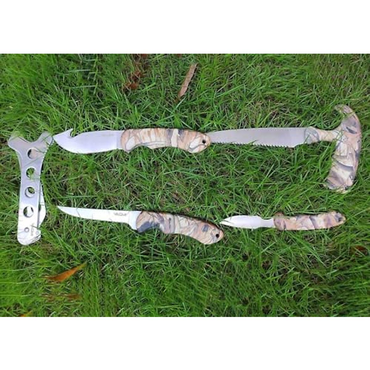 VAGMI Hunting Knife Set -5 Pieces of Portable Butcher Game Processing Set ， Hunting Knife for Men ，for Deer Hunting ，Survival, Camping, Fishing, Meat,with Storage Case