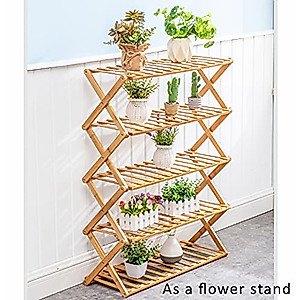 WUQIAO Foldable Large Shoe Rack Stackable Storage Shelves, No Need to Install, Stable and Durable, 5 Levels Large Capacity, Can Be Used As Decorative Racks and Flower Stand