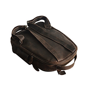 Zoulee Men's Leather Backpack Zipper Backpack Travel Backpack Dark Brown