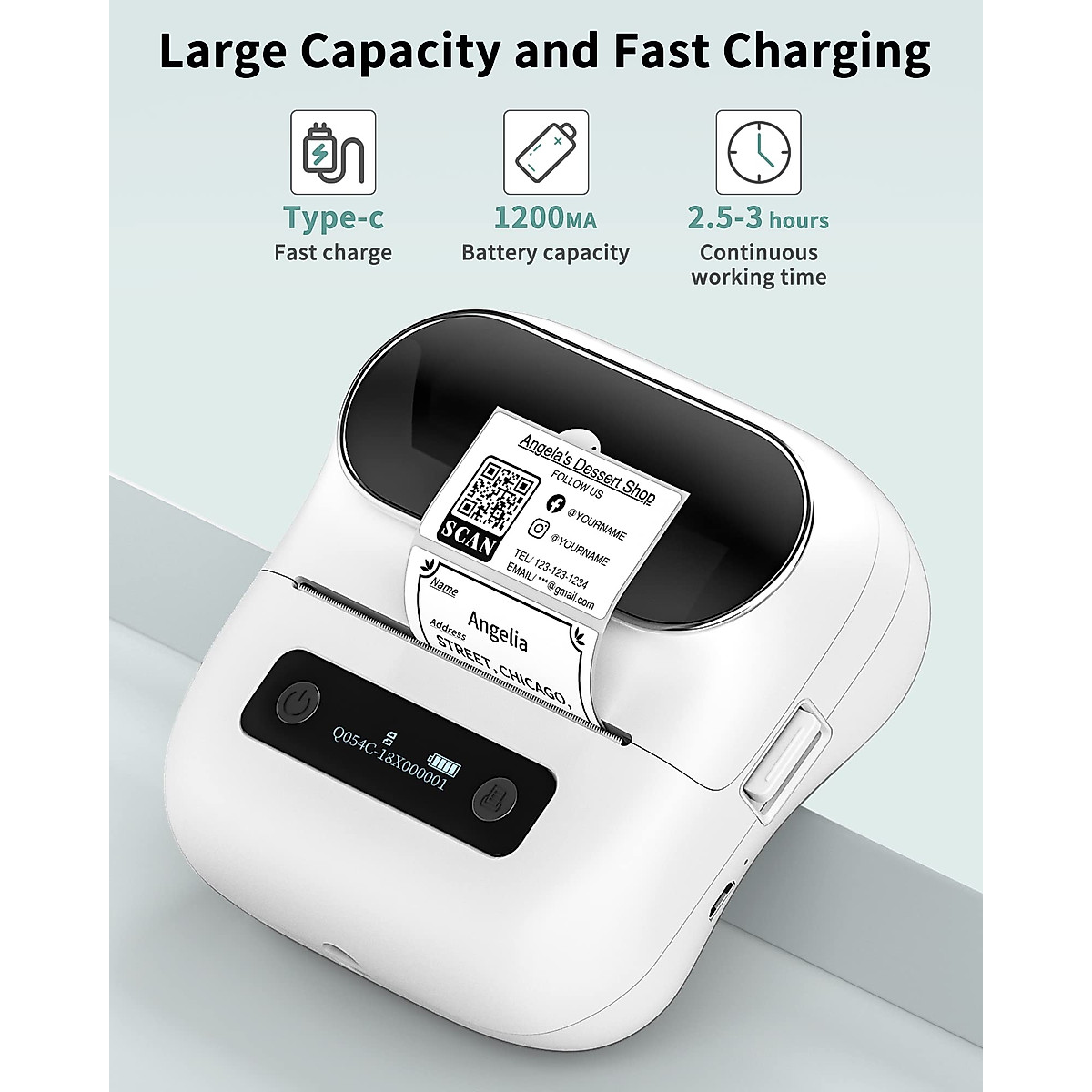 Itari Label Maker Thermal Label Printer, M220 Bluetooth Wireless Inkless Portable Printer for Barcode, Address, Labeling, Mailing, Small Business, Support Phones and PC, with 1 Roll 40×30mm Label