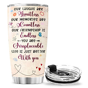 JENOIS Tumbler 20 Oz With Lid And Straw, Best Friend Friendship, Holiday and Christmas Gifts, For Women Tumblers